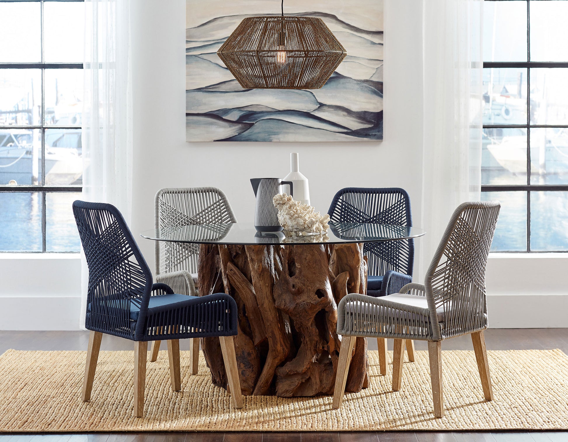 Grey rope dining chairs store