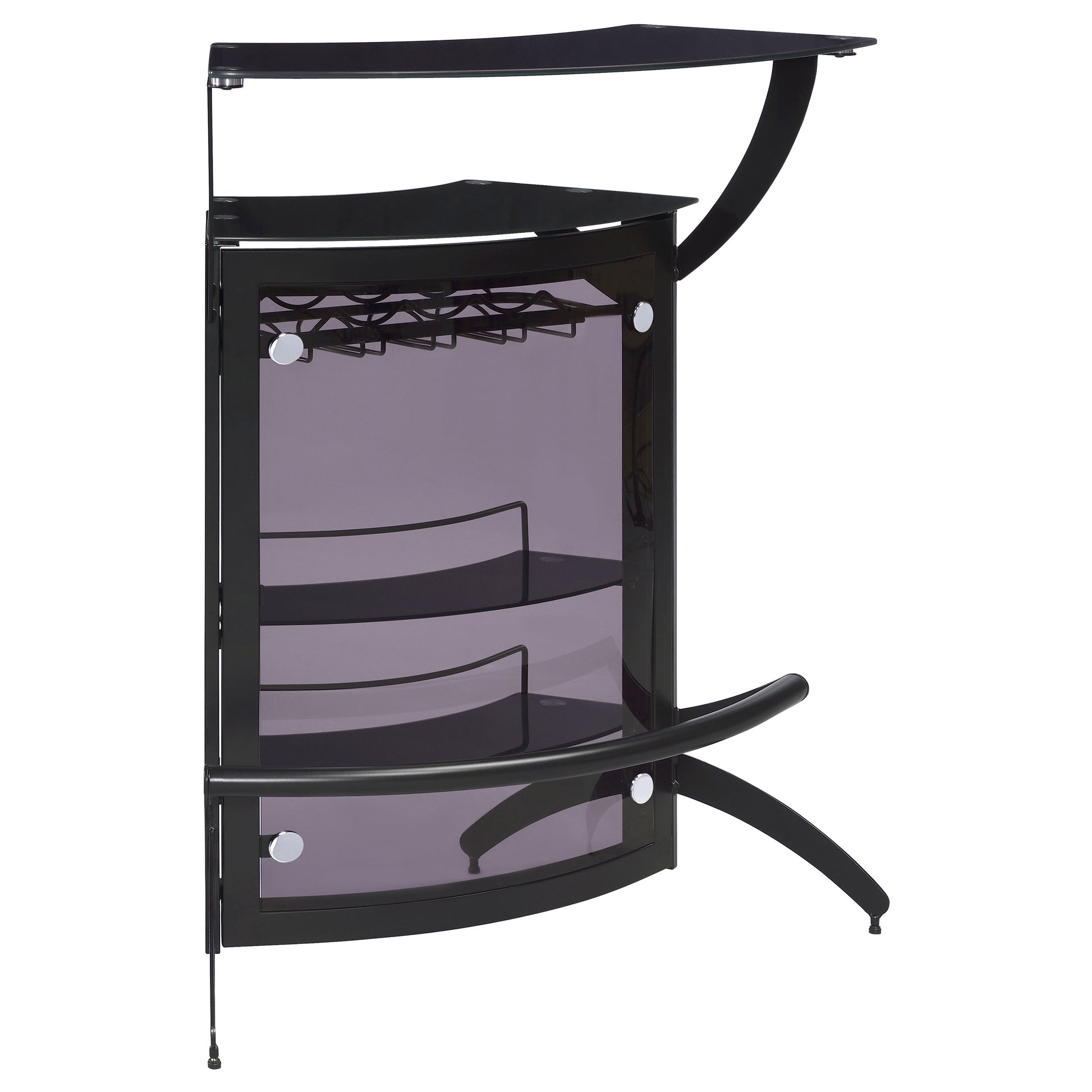 Dallas 2 shelf Curved Freestanding Home Bar Cabinet Black Furniture Avenue